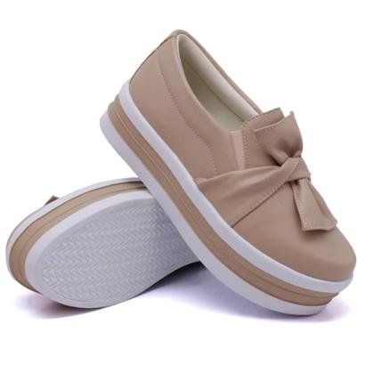 Tênis Slip On Feminino Laço Frontal e Sola Borracha Robusta com Detalhe ...