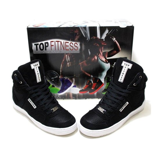 Tenis Sneaker Top Fitness Botinha Treino Academia Cano Alto Couro ...