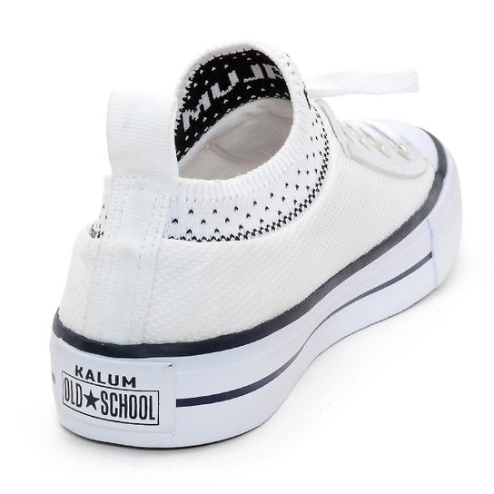 Tênis Sola Reta Meia Kalum Conforte Nylon Feminino Queimão - Branco ...