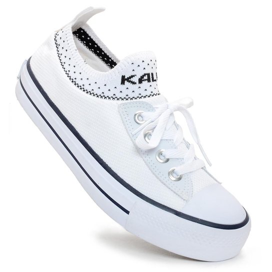 Tênis Sola Reta Meia Kalum Conforte Nylon Feminino Queimão - Branco ...