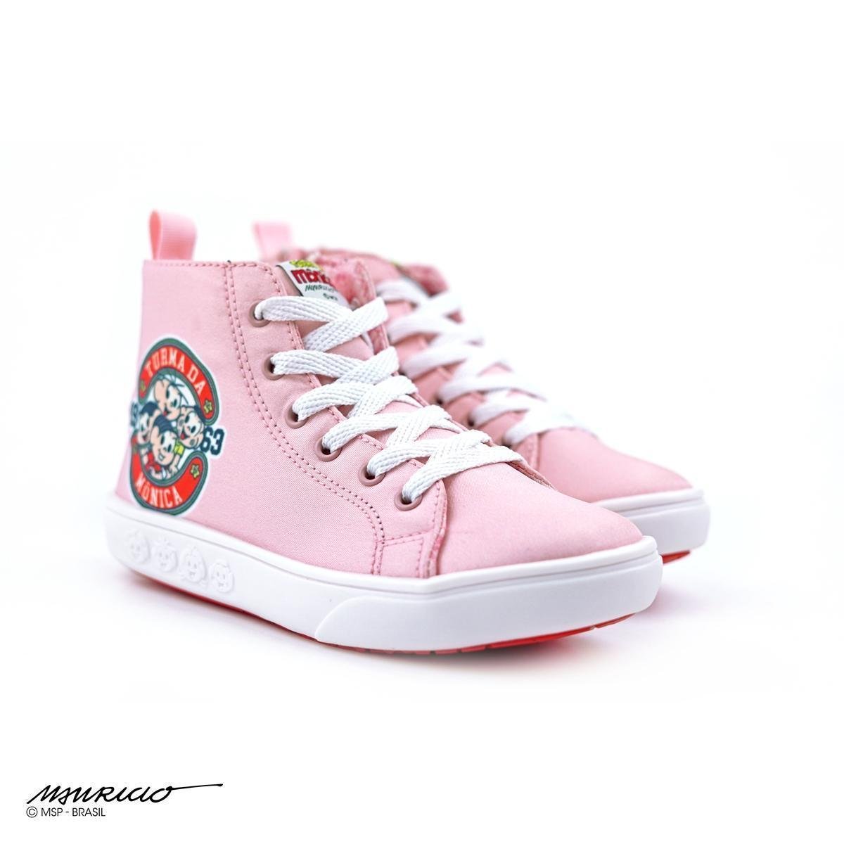 TENIS TURMA MONICA SANSAO CANDY CANO ALTO PINK 32 - Pink | Netshoes
