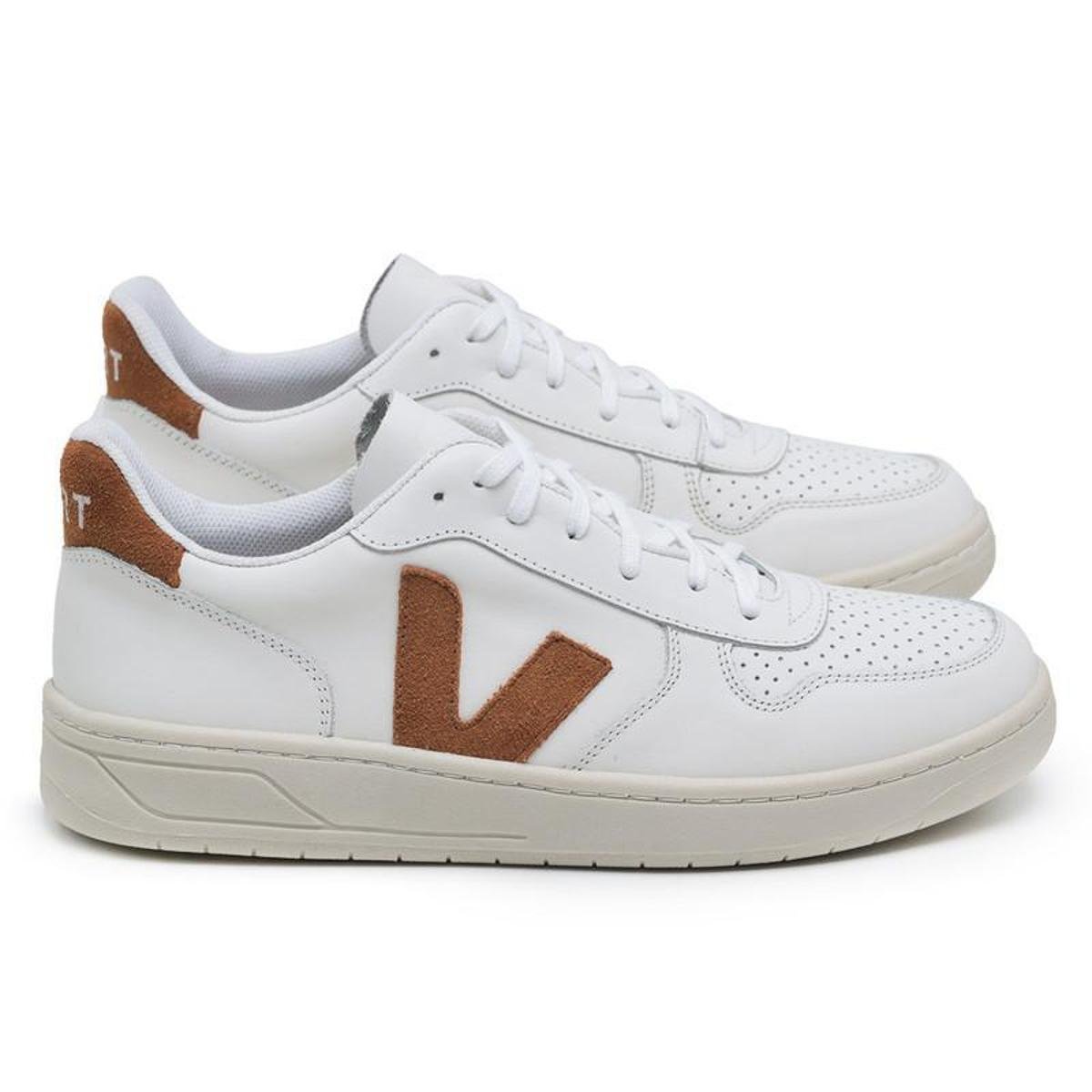 Tênis Vert V10 Couro Extra White Camel - Branco | Netshoes