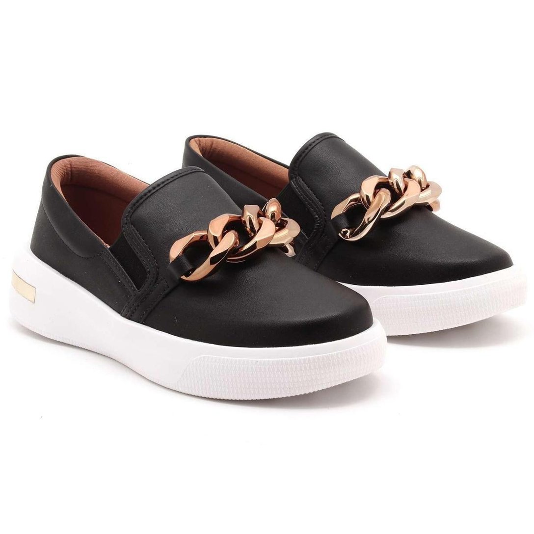 Tênis Vizzano Slip On Corrente Flatform Feminino 1354110 - Preto | Netshoes