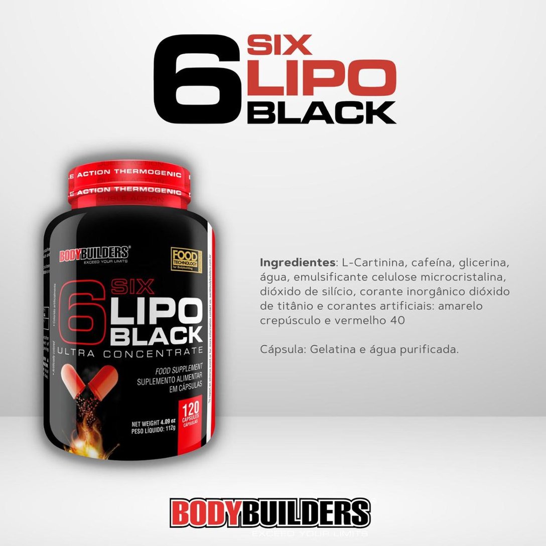 Termogênico 6 Six Lipo Black Ultra Contrentrado 120 Cáps - Bodybuilders - undefined | Netshoes