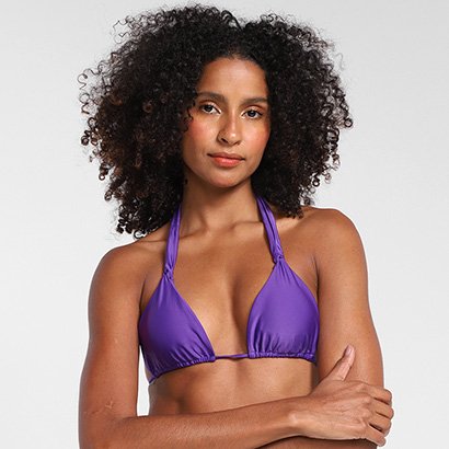 Top Biquini Água Doce Cortininha Liso - Roxo | Netshoes