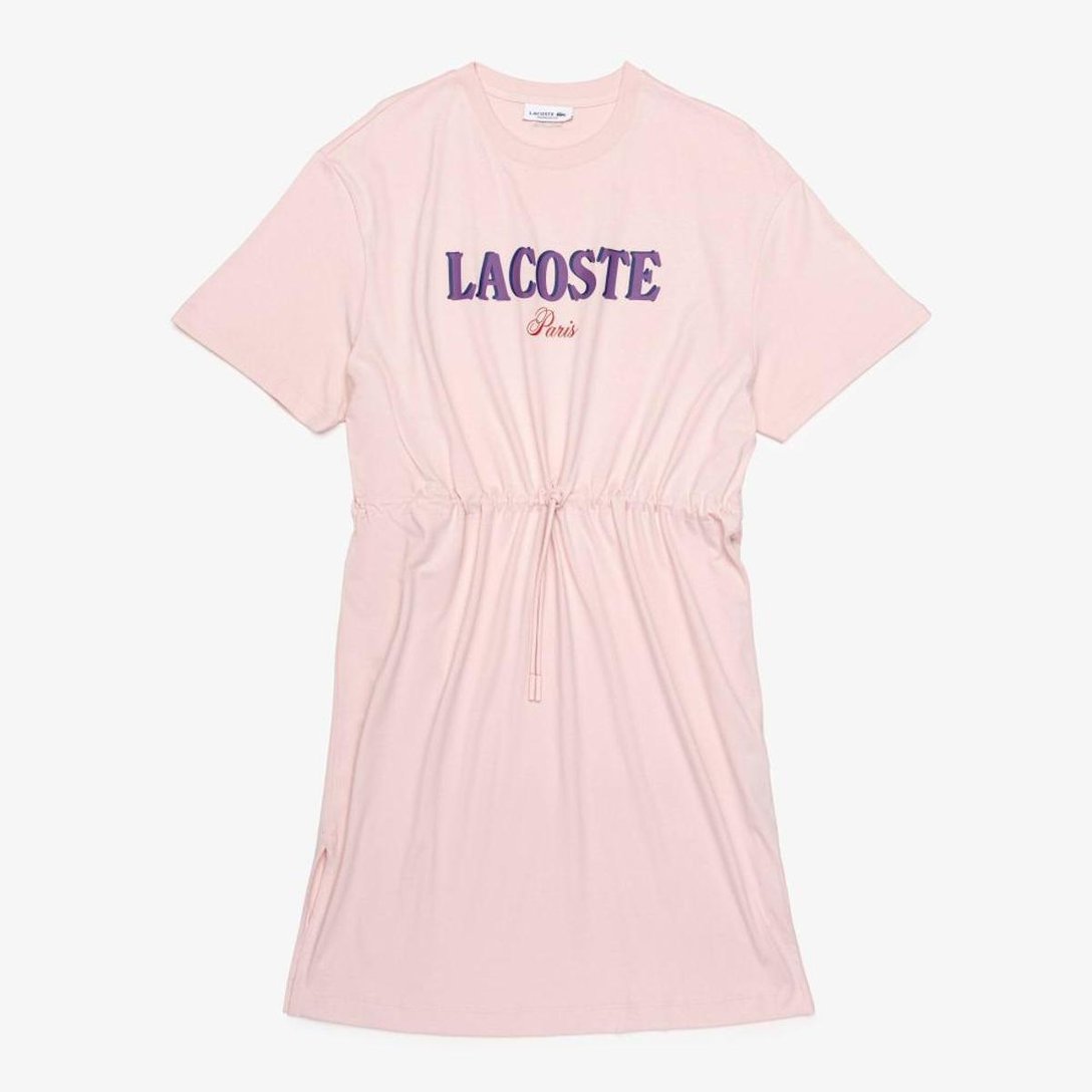 Vestido Camiseta Lacoste De Malha De Algodão Oversized - Rosa Bebê ...