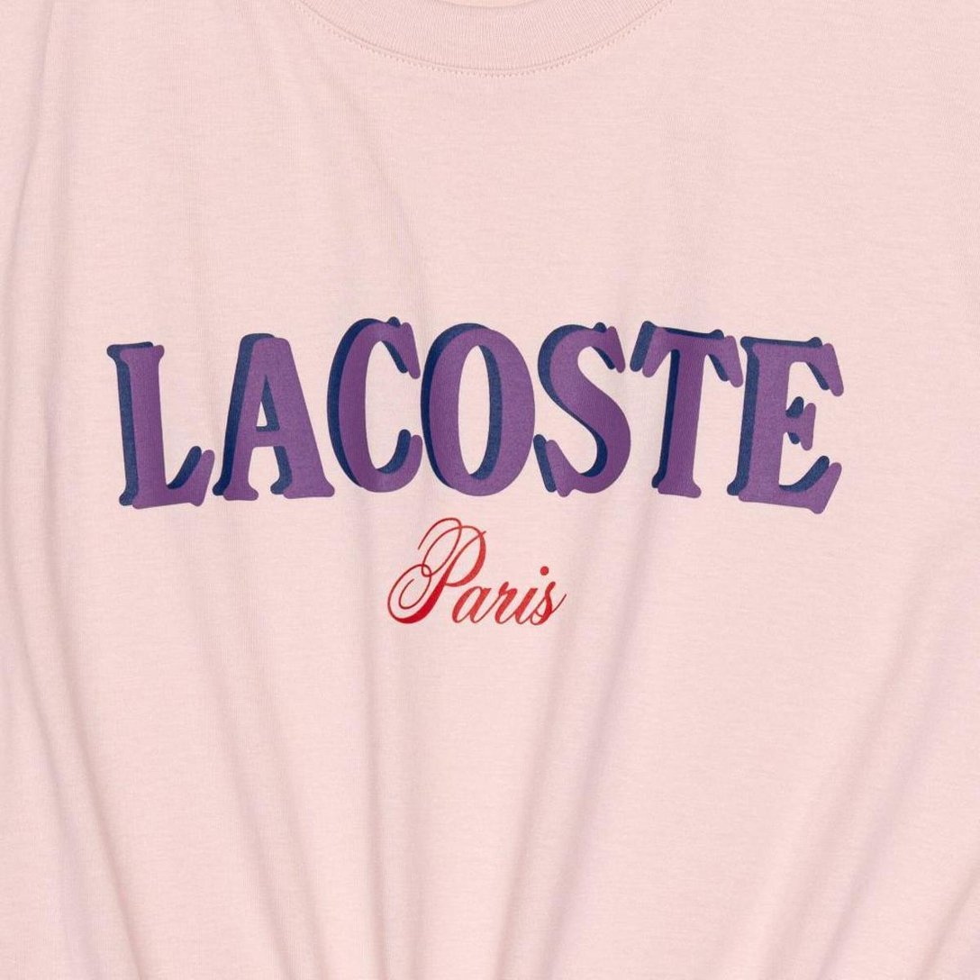 Vestido Camiseta Lacoste De Malha De Algodão Oversized - Rosa Bebê ...