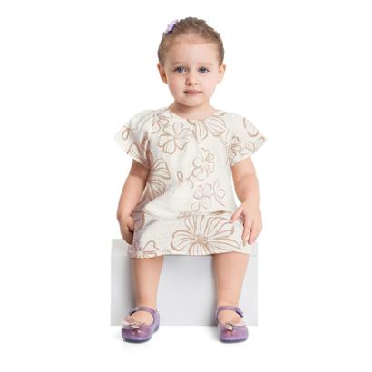 Vestido Floral em Viscose para Bebê Menina Quimby - Bege | Netshoes