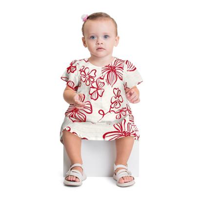Vestido Floral em Viscose para Bebê Menina Quimby - Vermelho | Netshoes