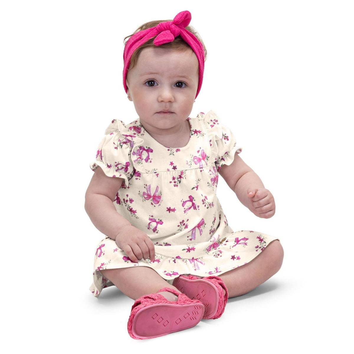 Vestido Infantil Curto Estampas De Laço Trick Nick Bege - Bege | Netshoes