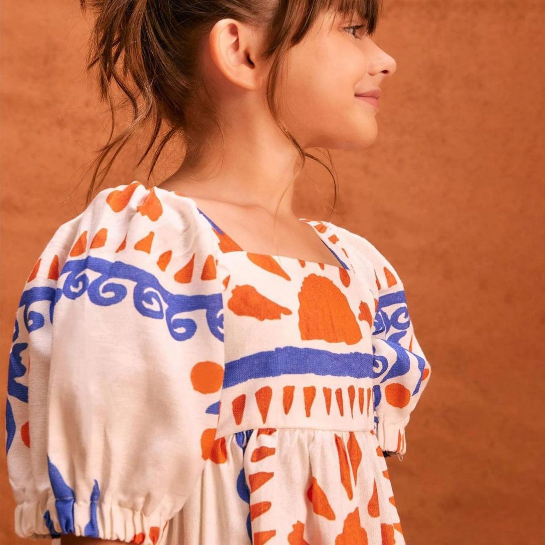 Vestido Infantil Fábula Fábula Linho Canto do Sol Off White - Off White ...