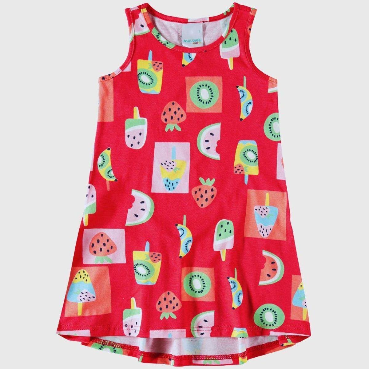 Vestido Infantil Regata Menina Malwee Melancia - Laranja | Netshoes