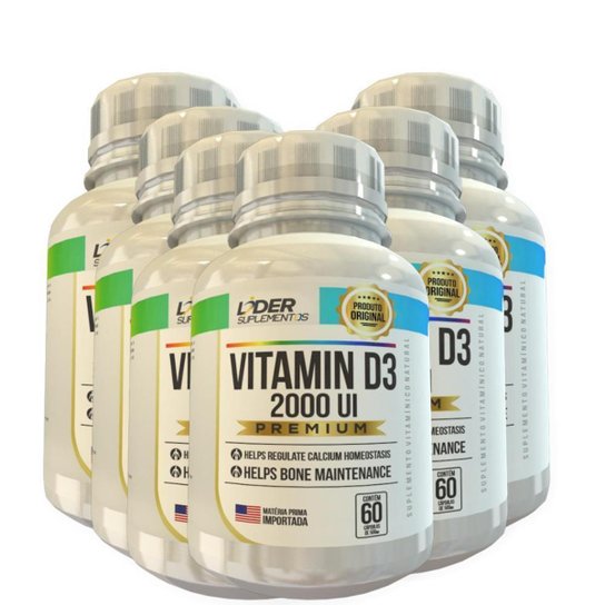 Vitamina D3 CapS vinte00Ui 500Mg 60 Cápsulas Kit Com 6 Potes ...