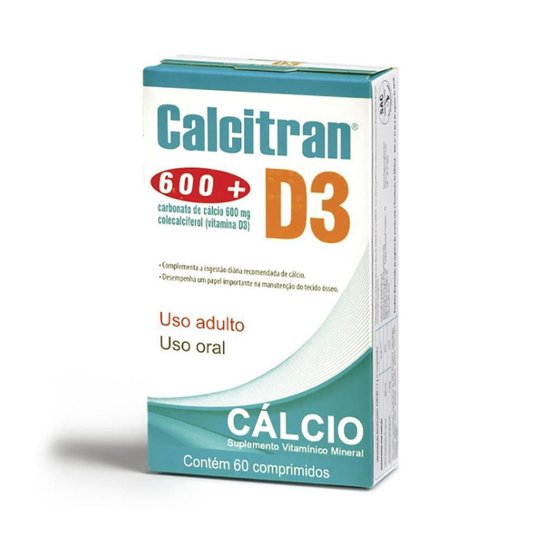 Vitamina D3 + Carbonato de Cálcio 600mg Calcitran 600+ Divcom 60 ...
