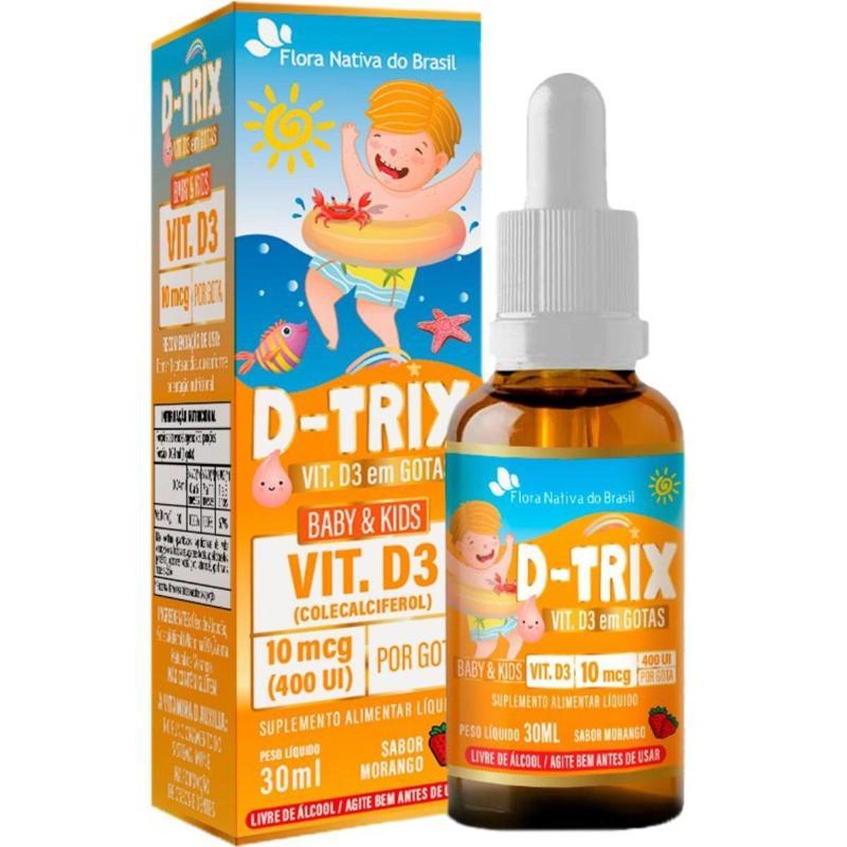 Vitamina D3 D-Trix Kids Gotas 2 X 30ml Flora Nativa - Morango | Netshoes