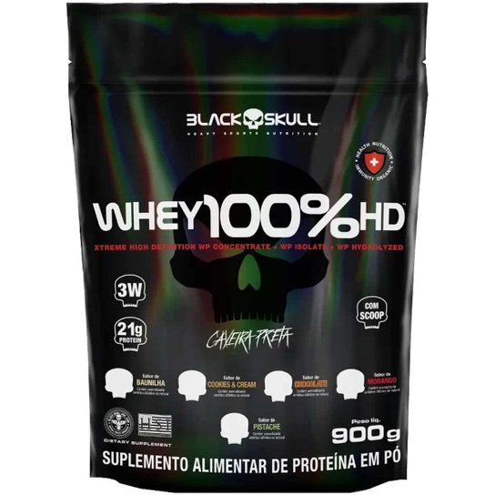Whey 100% HD Refil 900g Black Skull Whey Protein 3W Pistache - undefined | Netshoes