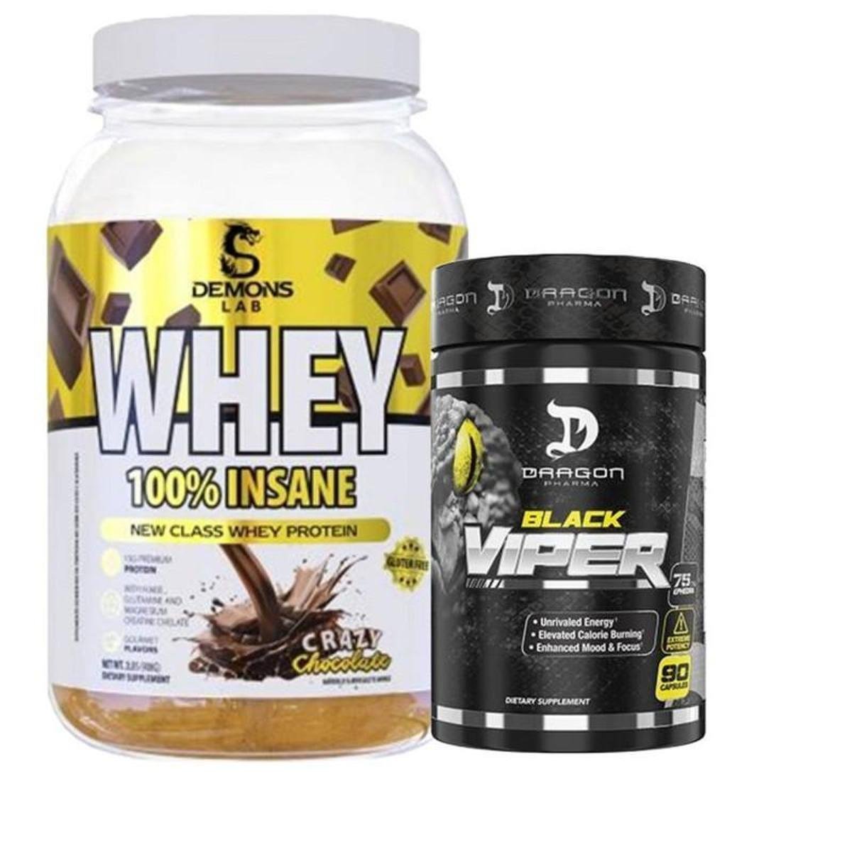 WHEY 100% INSANE 900G DEMONS LAB + TERMOGÊNICO IMPORTADO BLACK VIPER DRAGON PHARMA - Natural ...