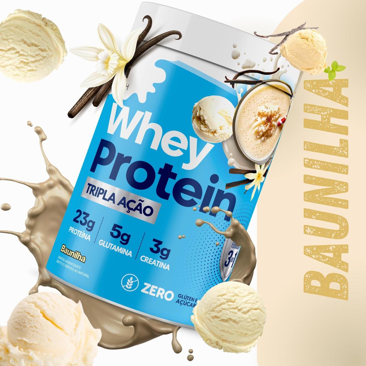 Whey Protein com Creatina e Glutamina 720g Health Whey Tripla Ação ...