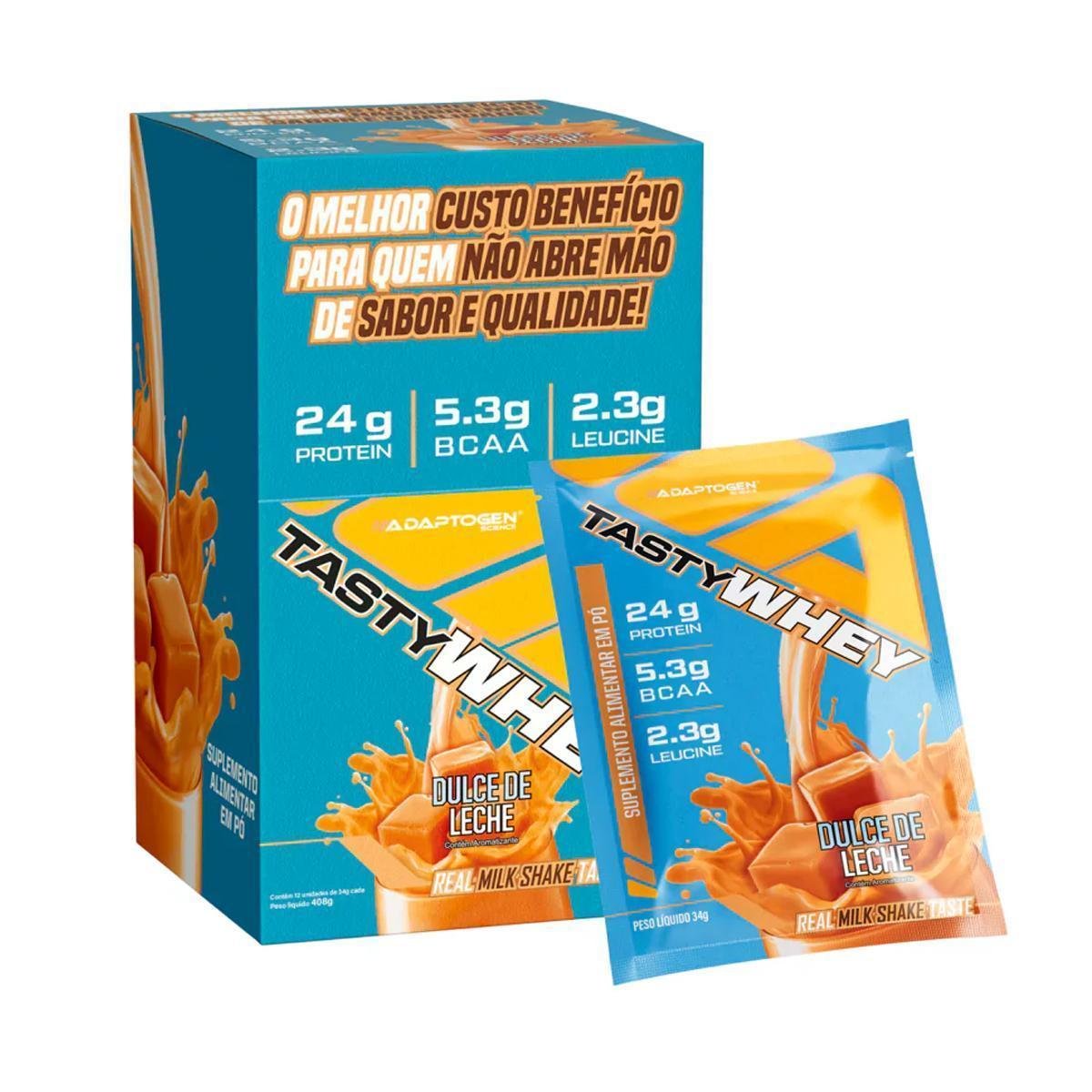 Whey Protein Em Sachê Tasty Whey Sabor Doce De Leite Caixa Com 12 ...
