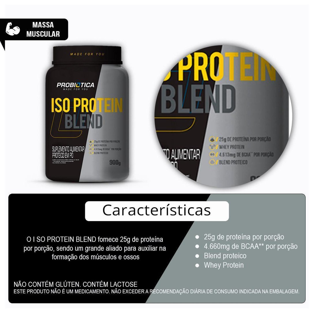 Whey Protein Iso Protein Blend Pote 900g - Probiótica - undefined ...