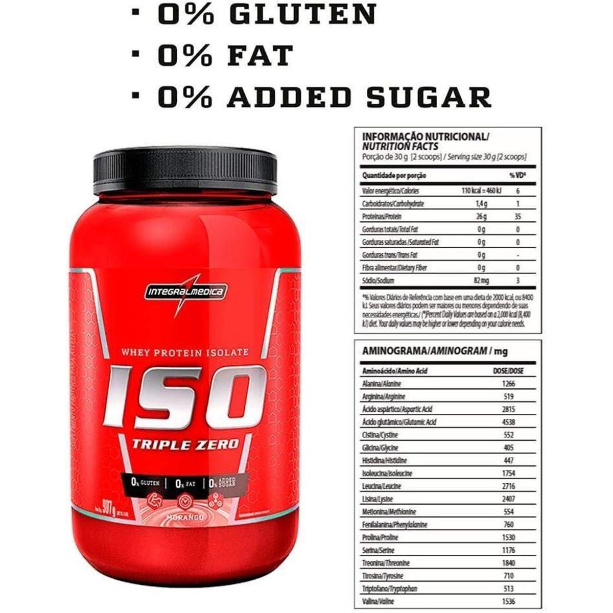 Whey Protein Isolado Iso Triple Zero Pote 900g Integral Medica ...