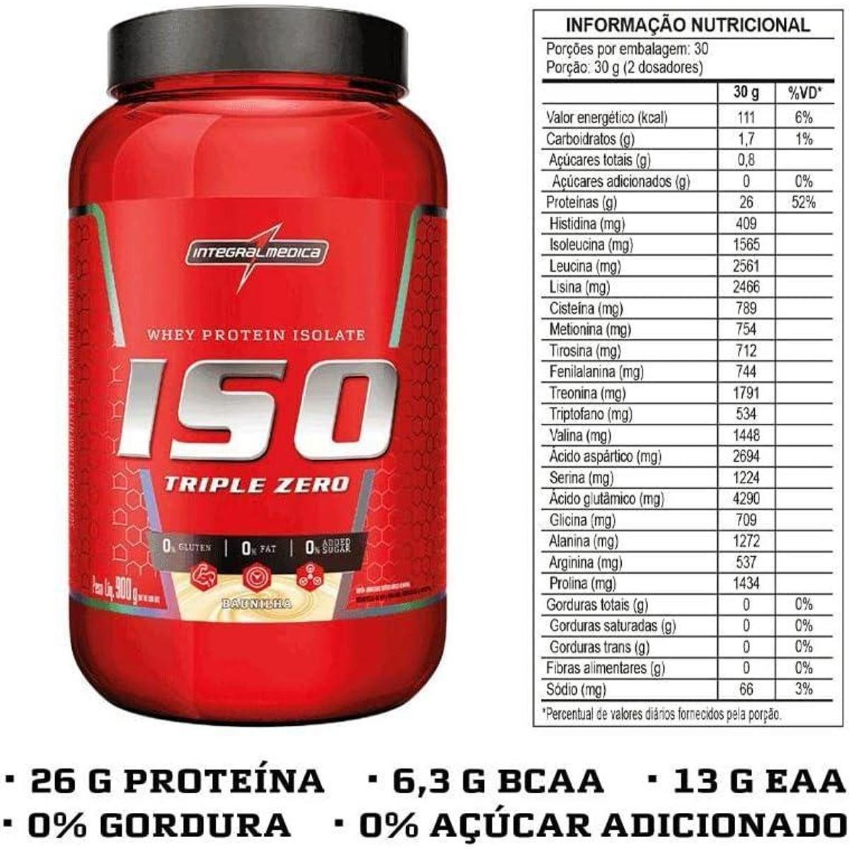 Whey Protein Isolado Iso Triple Zero Pote 900g Integral Medica - Baunilha | Netshoes