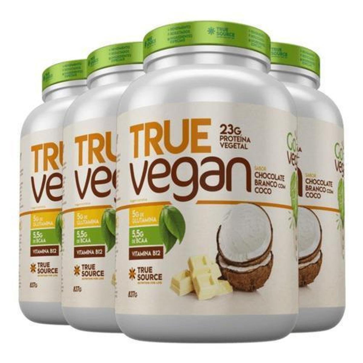 Whey Vegano Chocolate Branco Com Coco 4 X 837g True Source - Coco ...