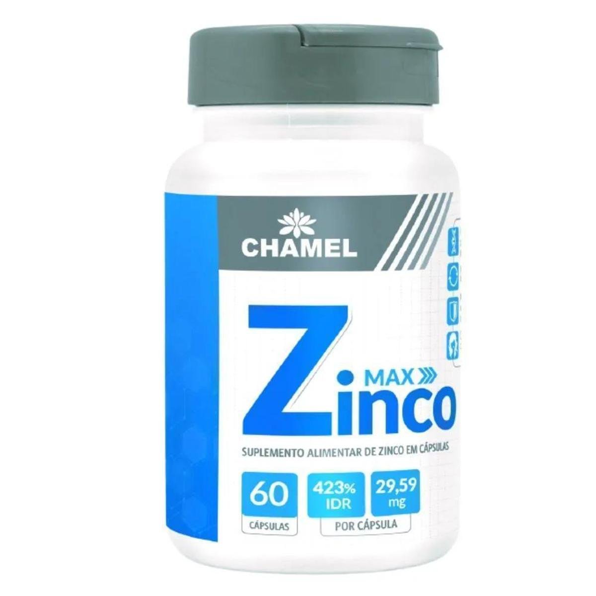 Zinco Max 1 Frasco Com 60 Cápsulas Suplemento Vitamínico - Branco ...